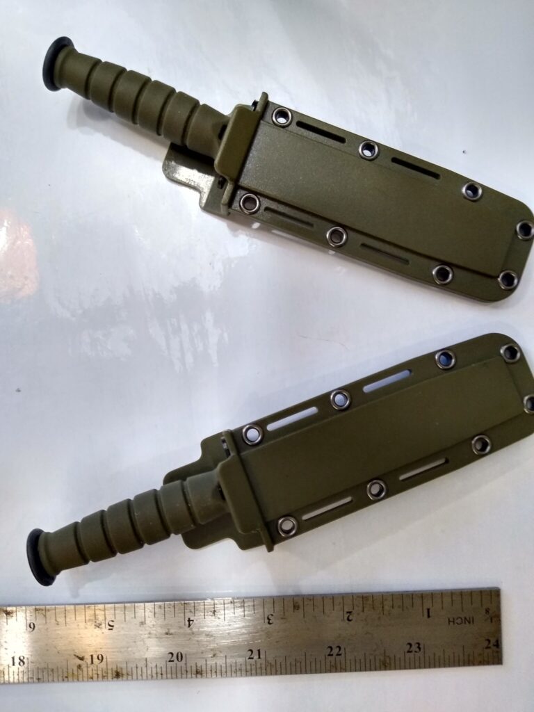 Two small tactical style boot knives with sheaths, 1 tanto and 1 dagger ...