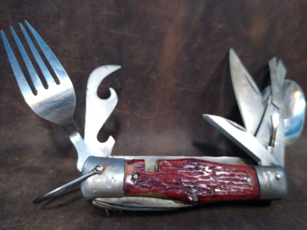 Vintage Handle Camp/Hobo Knife Multi-tool Folding Knife with Utensils ...