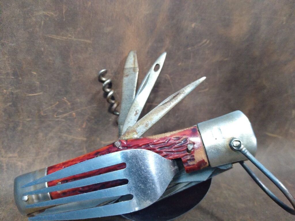 Vintage Handle Camp/Hobo Knife Multi-tool Folding Knife with Utensils ...