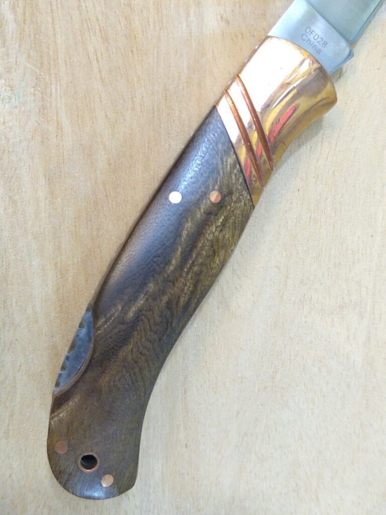 Old Forge OF028 – Burl Wood Handle w/ Copper Bolsters Lockback Single ...