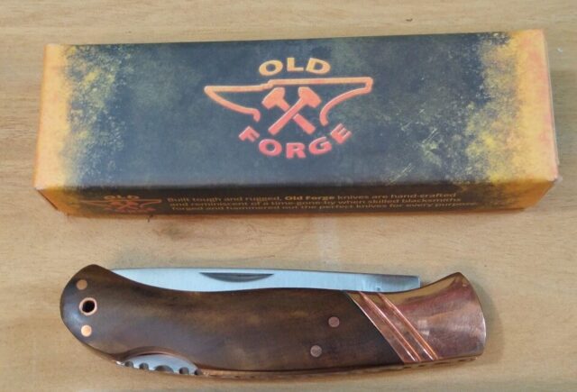 Old Forge OF028 – Burl Wood Handle w/ Copper Bolsters Lockback Single ...